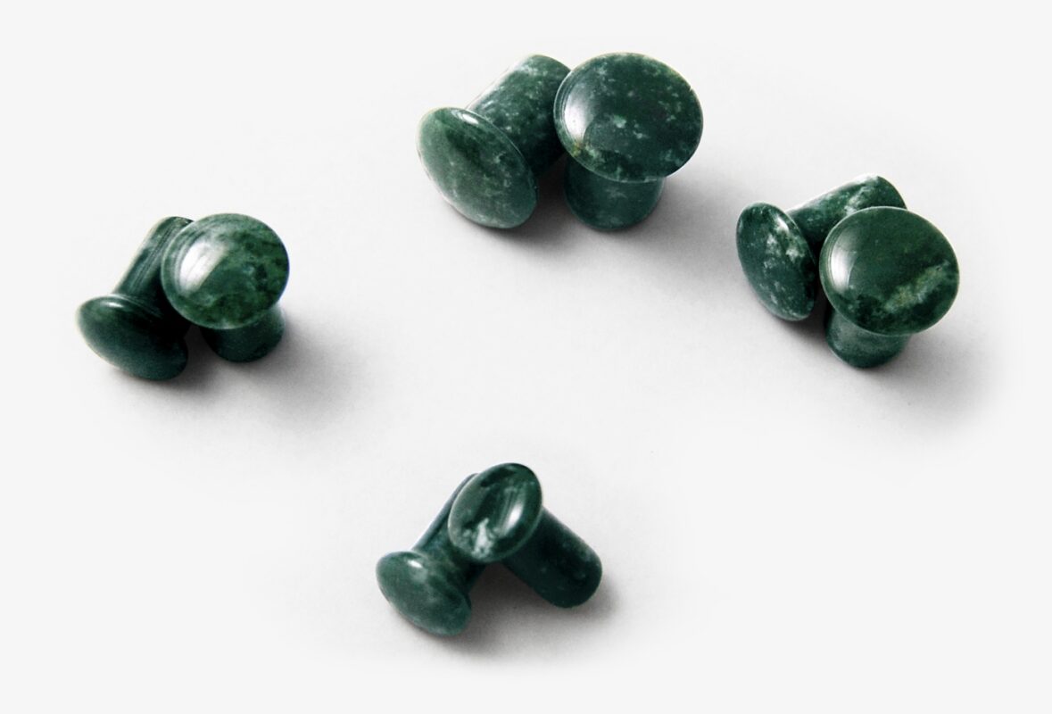 Single Flared Moss Agate Plugs – Atlas Stoneworks